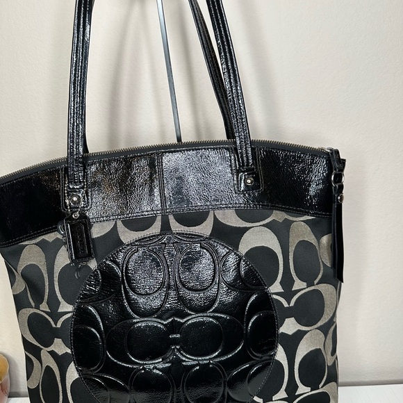 Coach | Bags | Coach Black And Grey Signature Tote Bag | Poshmark